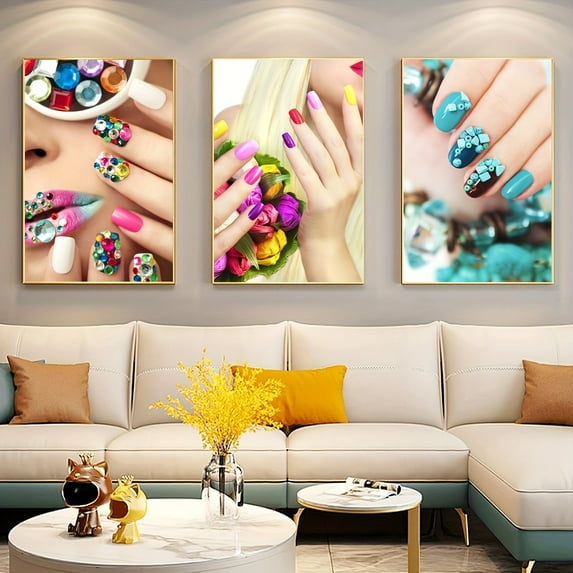 3pcs/Set Ordorless Waterproof Canvas Posters, Fashion Manicure Design ...