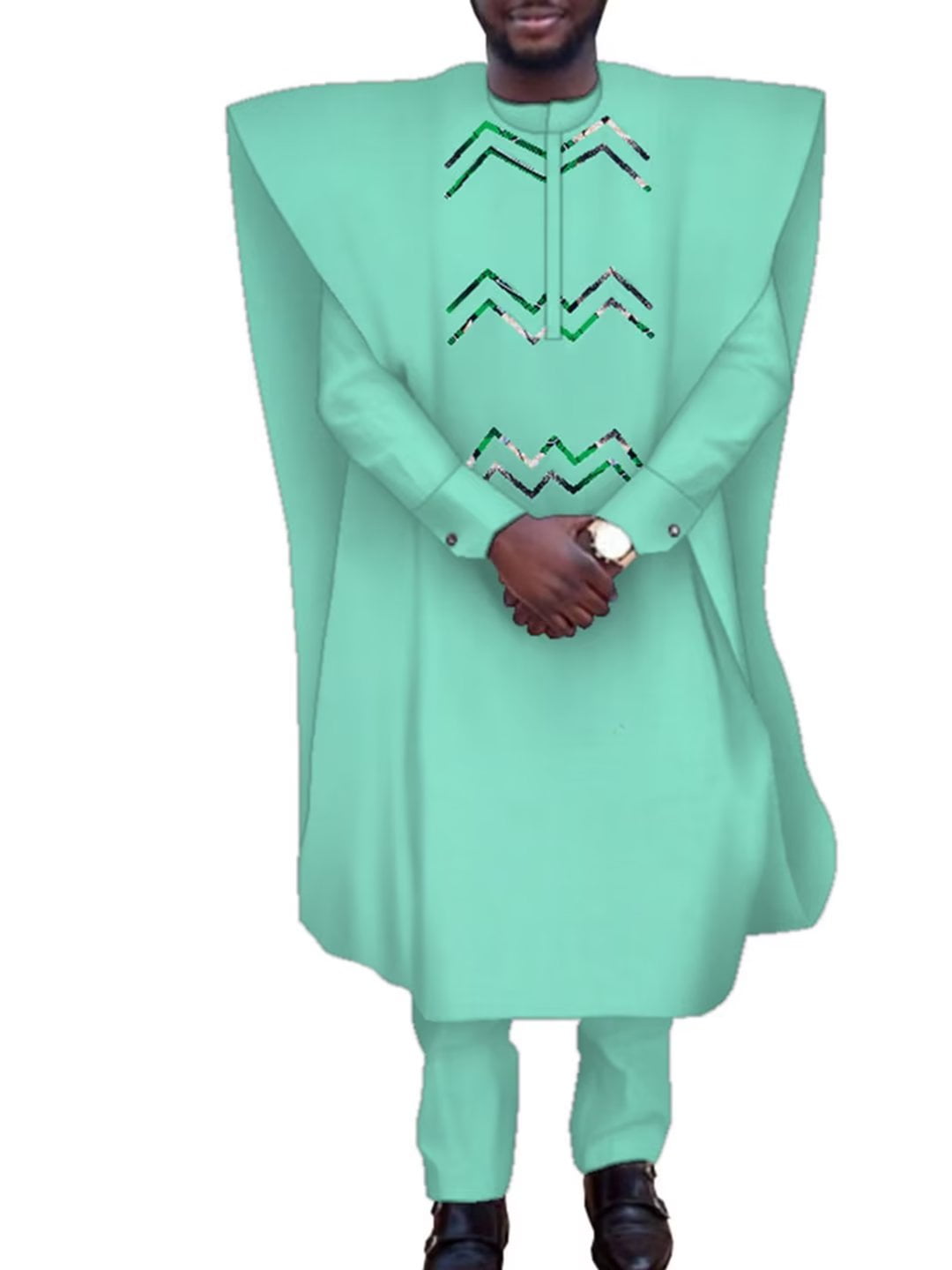 3pcs Set Outfits Long Sleeve Robe Shirt Pant Party Wedding Dashiki ...