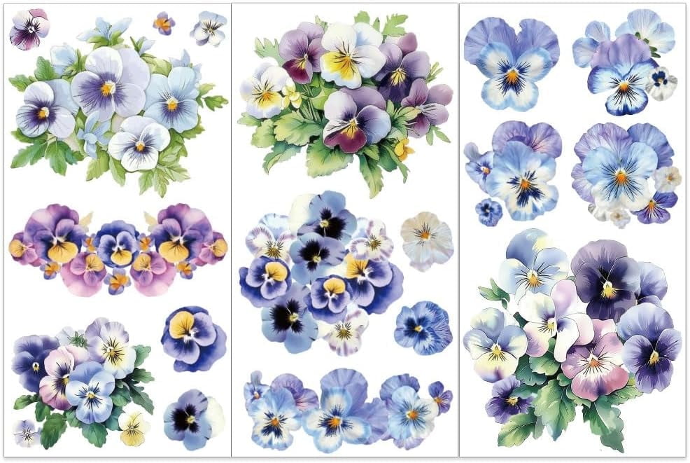 3pcs/Set Pansy Rub on Transfers for Furniture and Crafts 6x12 inch ...