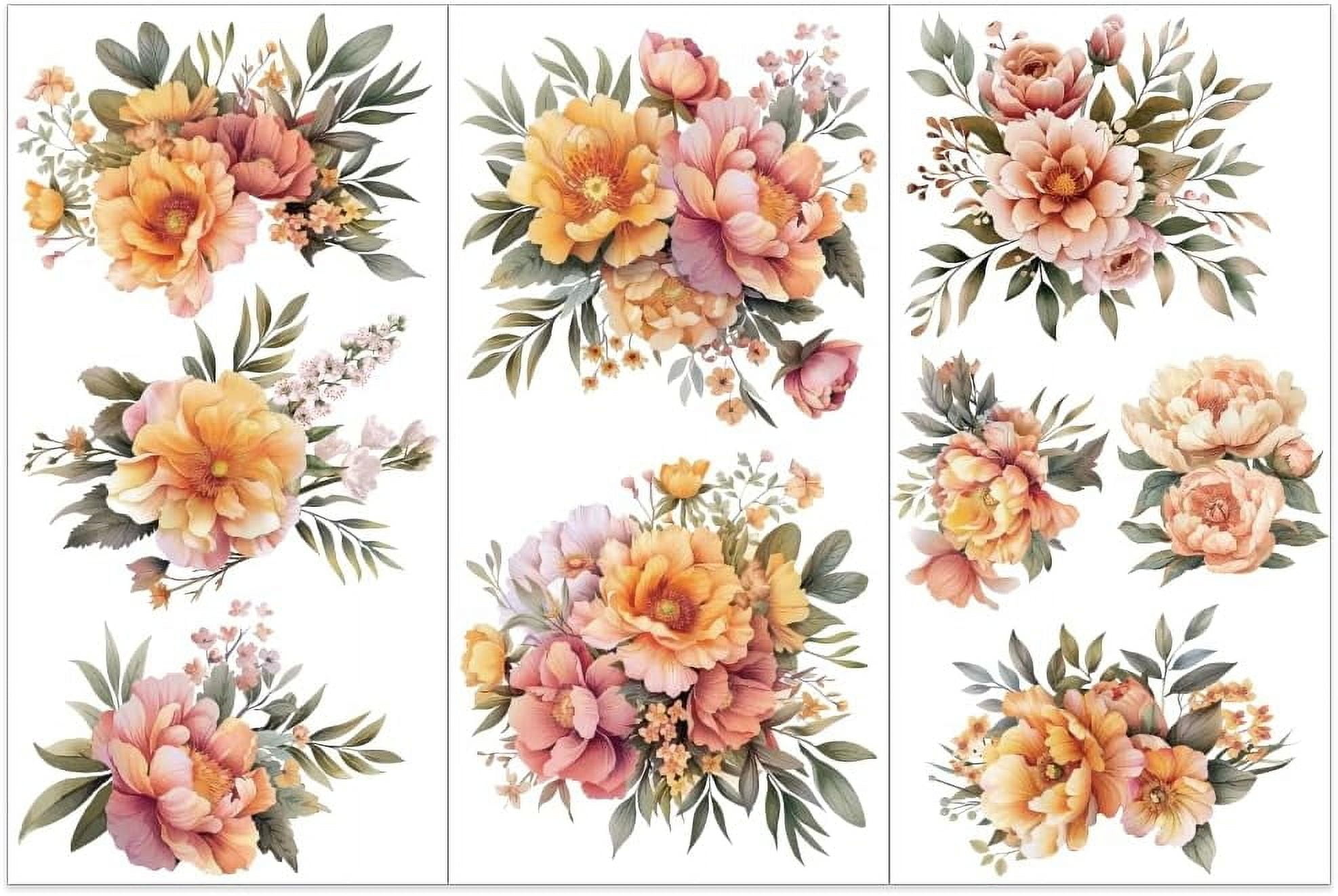 3pcs/Set Peonies Rub on Transfers for Crafts and Furniture Flower ...