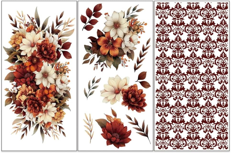 3pcs/Set Peony Rub on Transfers for Furniture and Crafts 6x12 inch ...