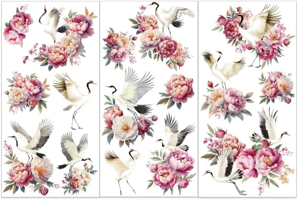 3pcs/Set Peony Rub on Transfers for Furniture and Crafts 6x12 inch ...