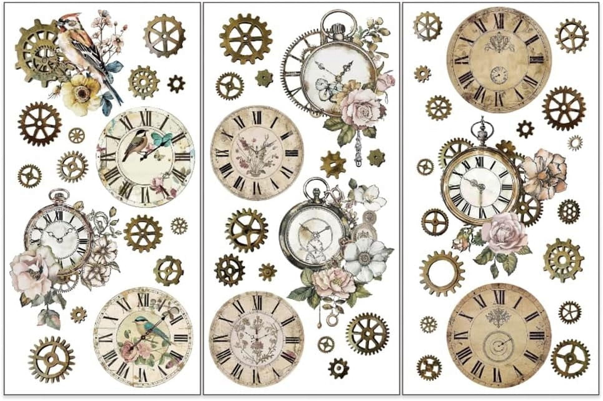 3pcs/Set Retro Clocks Rub on Transfers for Furniture and Crafts 6x12 ...