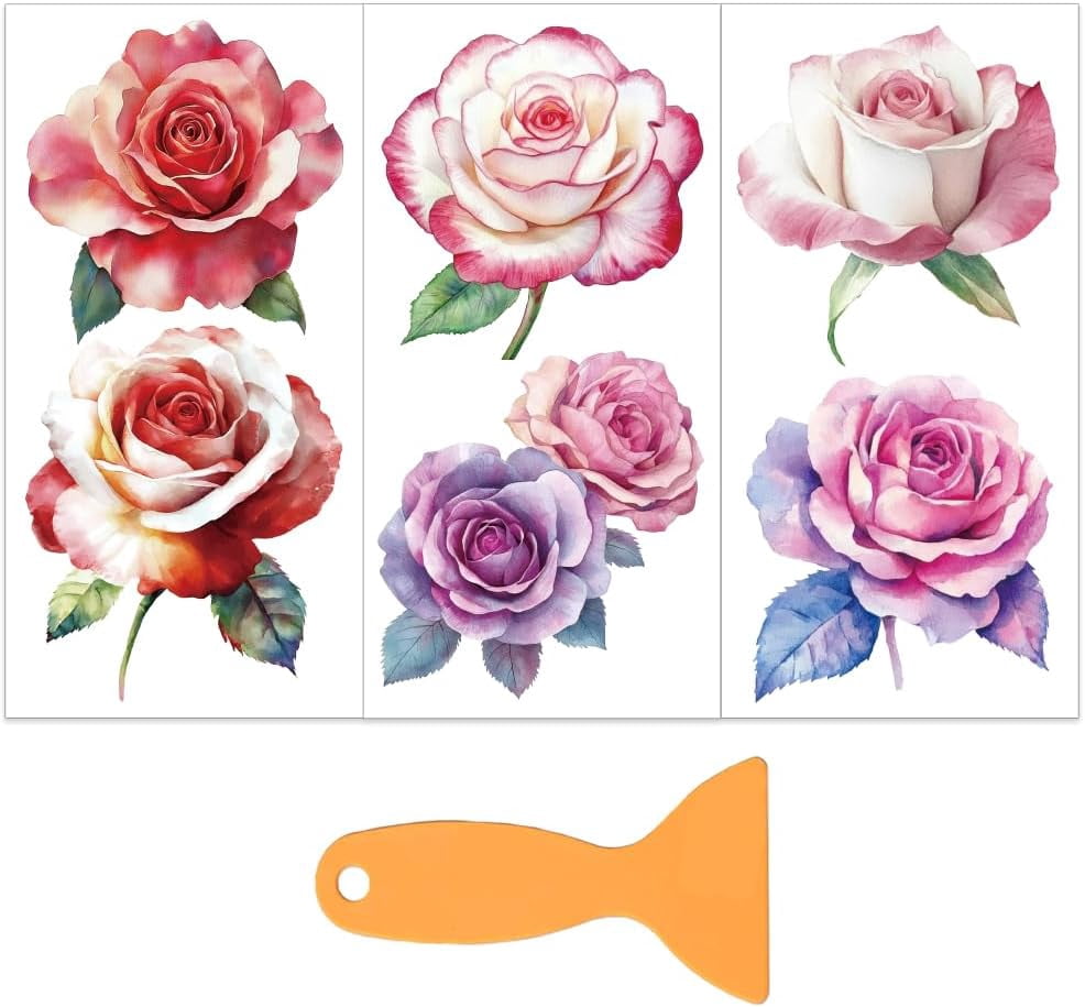 3pcs/Set Rose Floral Rub on Transfers for Furniture and Crafts 6x12 ...