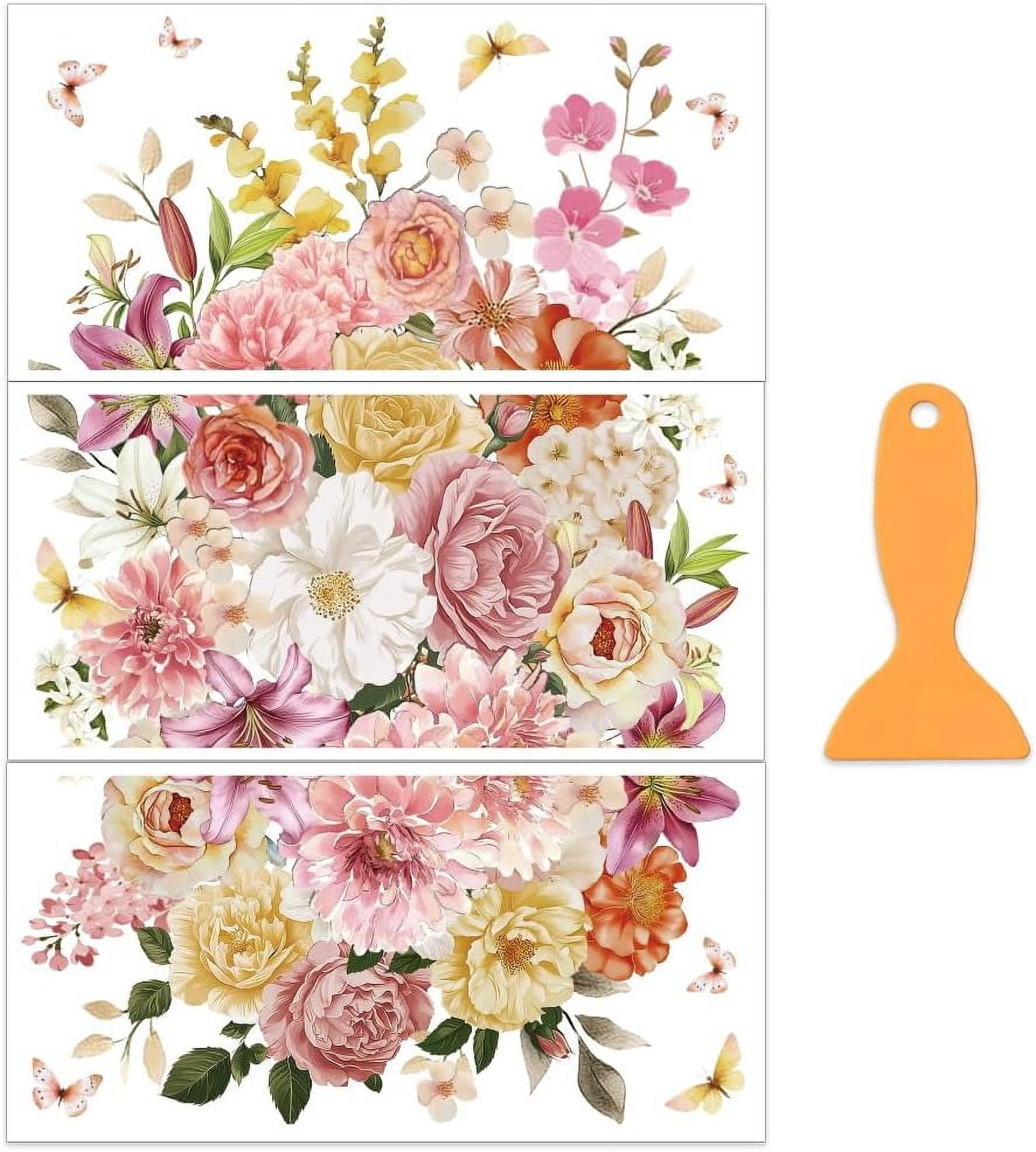 3pcs/Set Roses Flowers Rub on Transfers for Furniture and Crafts 6x12 ...