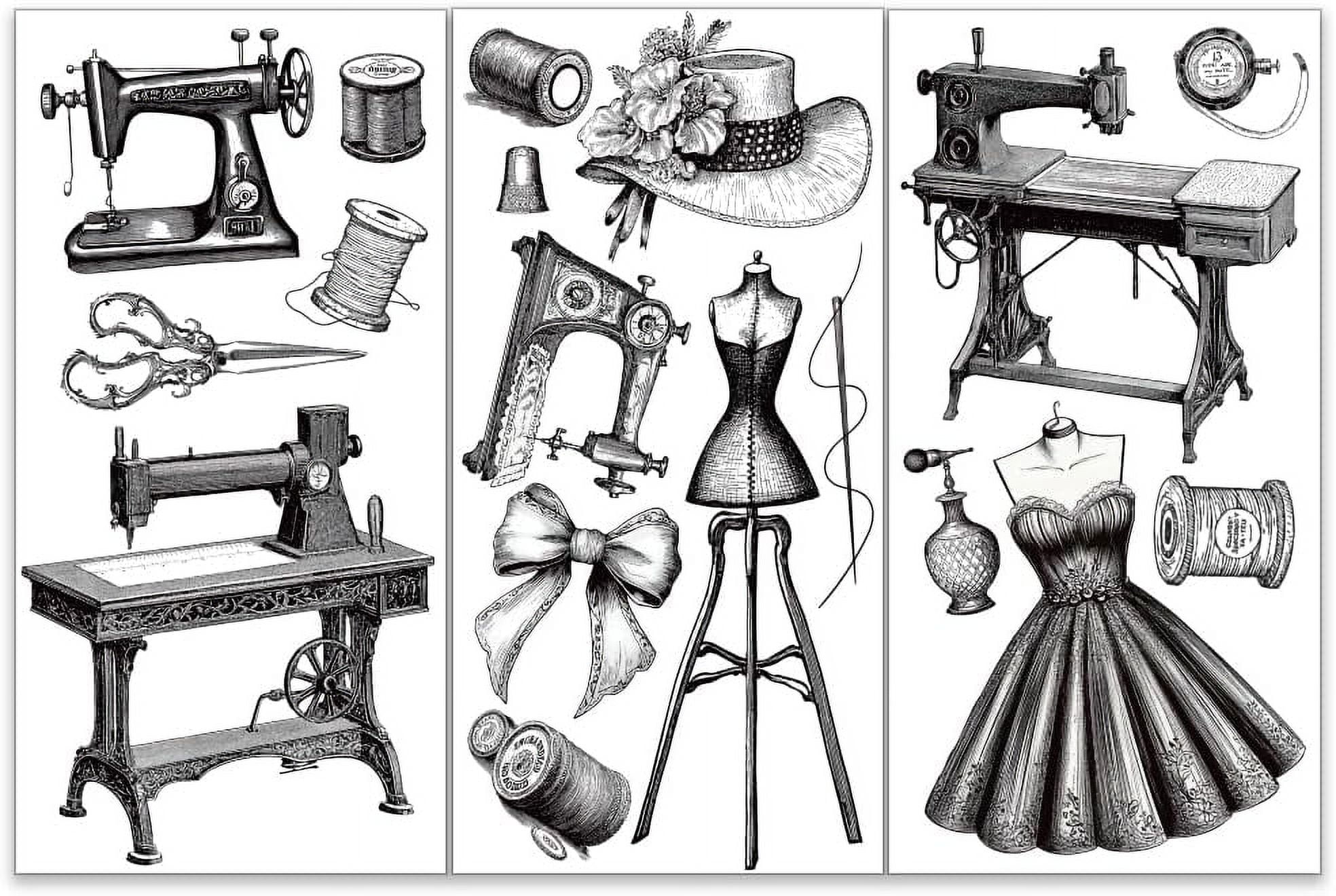 3pcs/Set Sewing Machine Rub on Transfers for Furniture and Crafts 6x12 ...
