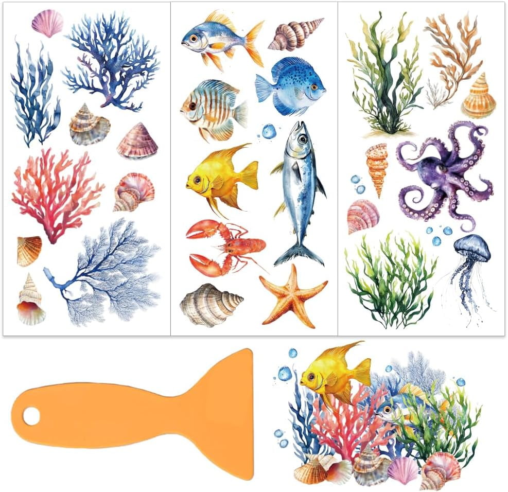 3pcs/Set Summer Ocean Rub on Transfers for Furniture and Crafts 6x12 ...