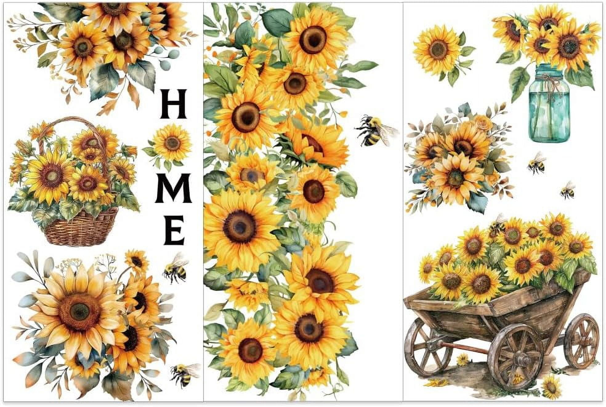3pcs/Set Sunflower Rub on Transfers for Crafts and Furniture 6x12 inch ...