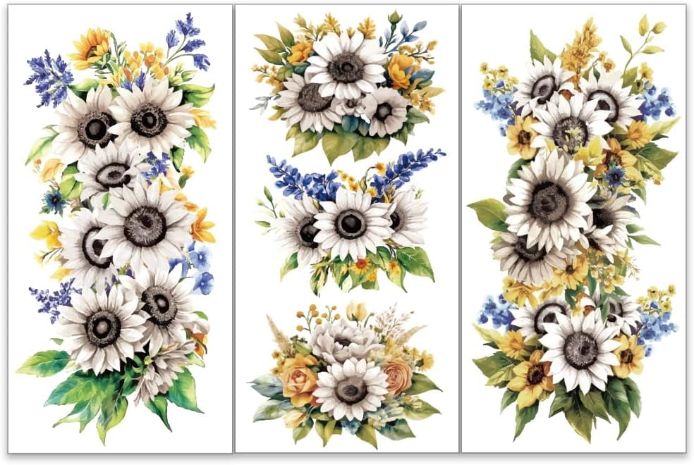 3pcs/Set Sunflower Rub on Transfers for Furniture and Crafts 6x12 Inch ...