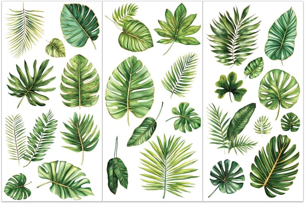 3pcs/Set Tropical Leaf Rub on Transfers for Furniture and Crafts 6x12 ...