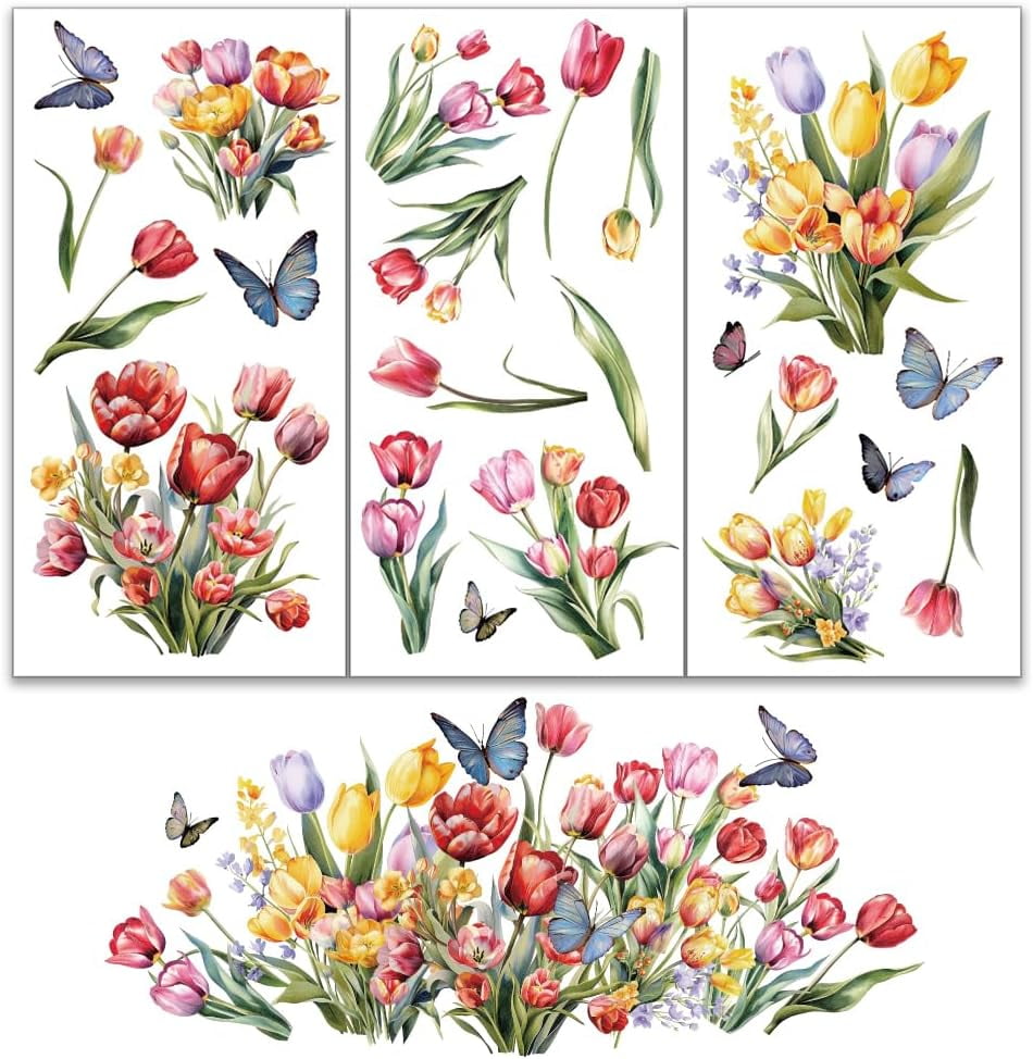 3pcs/Set Tulip Rub on Transfers for Furniture and Crafts 6x12 inch ...