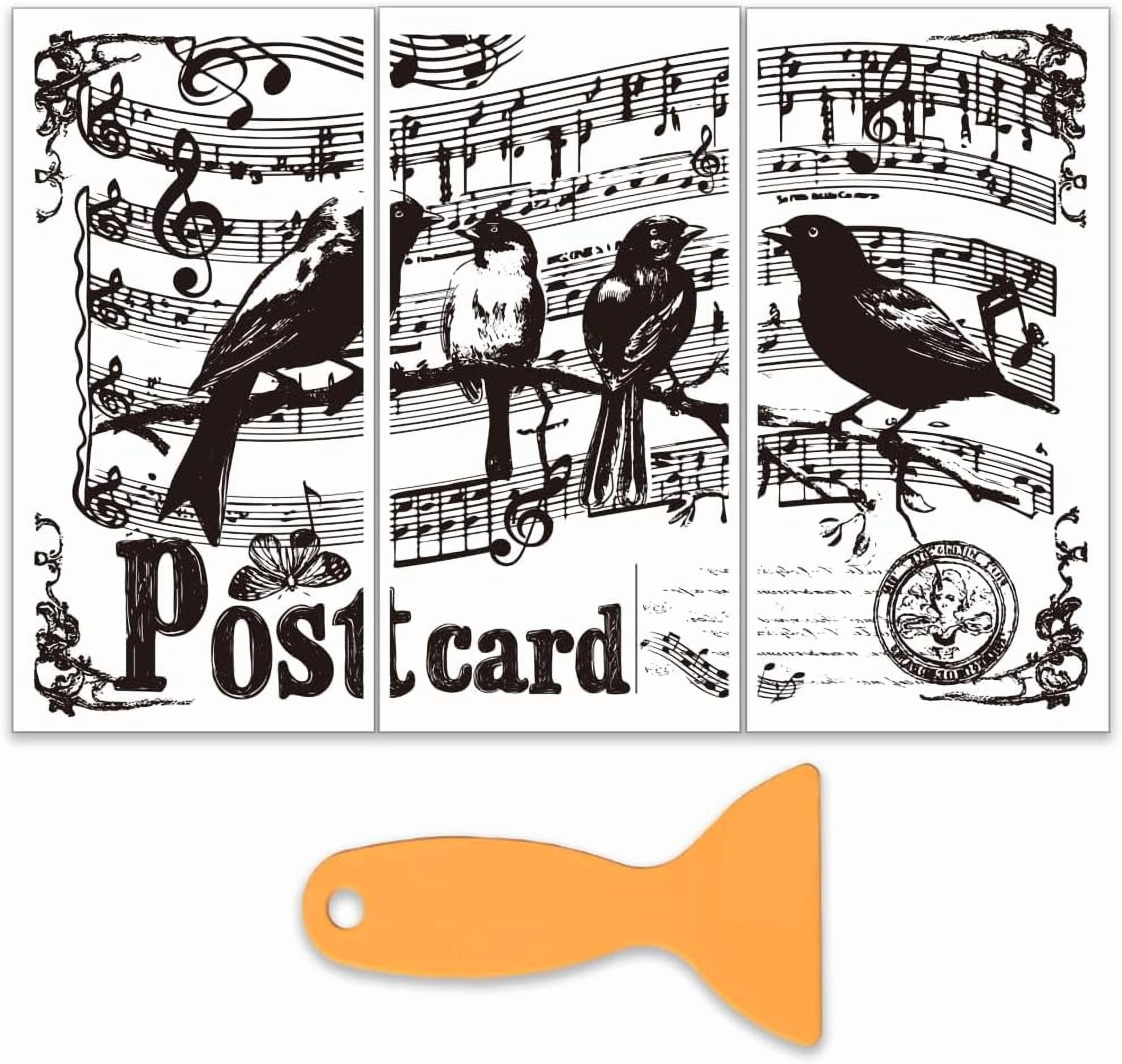 3pcs/Set Vintage Bird Rub on Transfers for Furniture and Crafts 6x12 ...