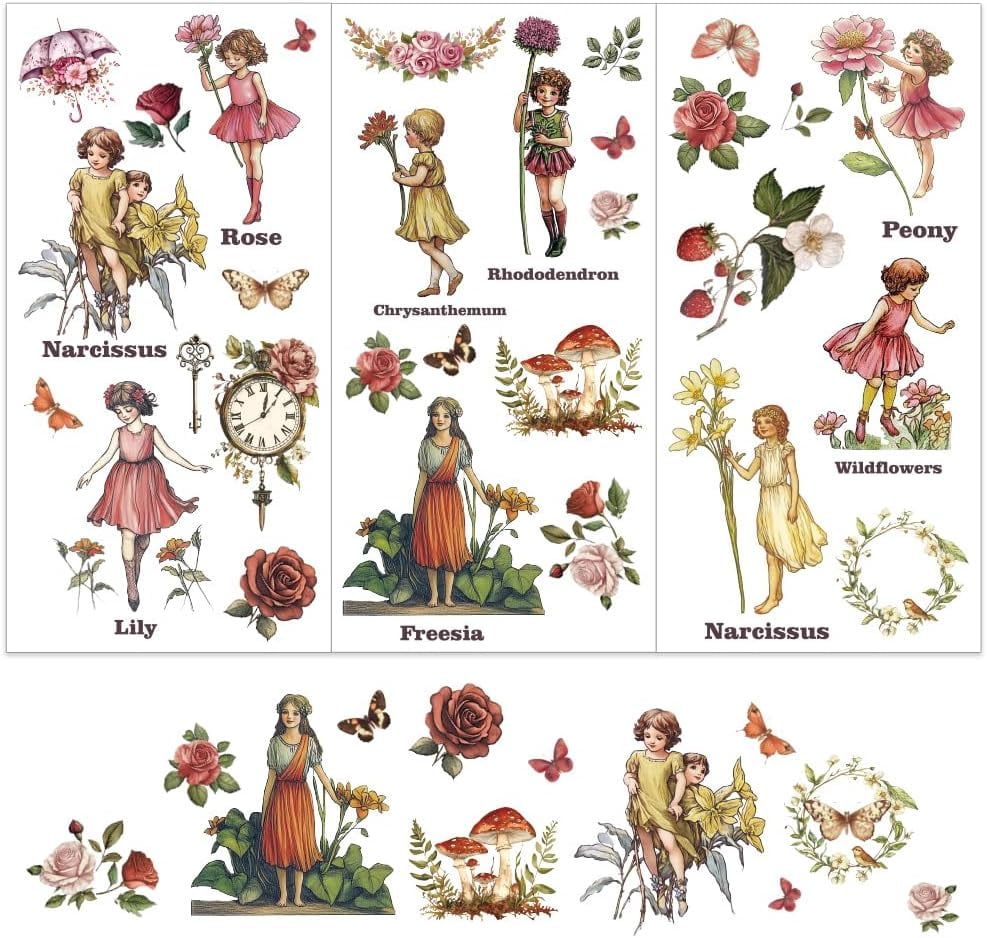 3pcs/Set Vintage Flower Rub on Transfers Garden Furniture Transfer ...