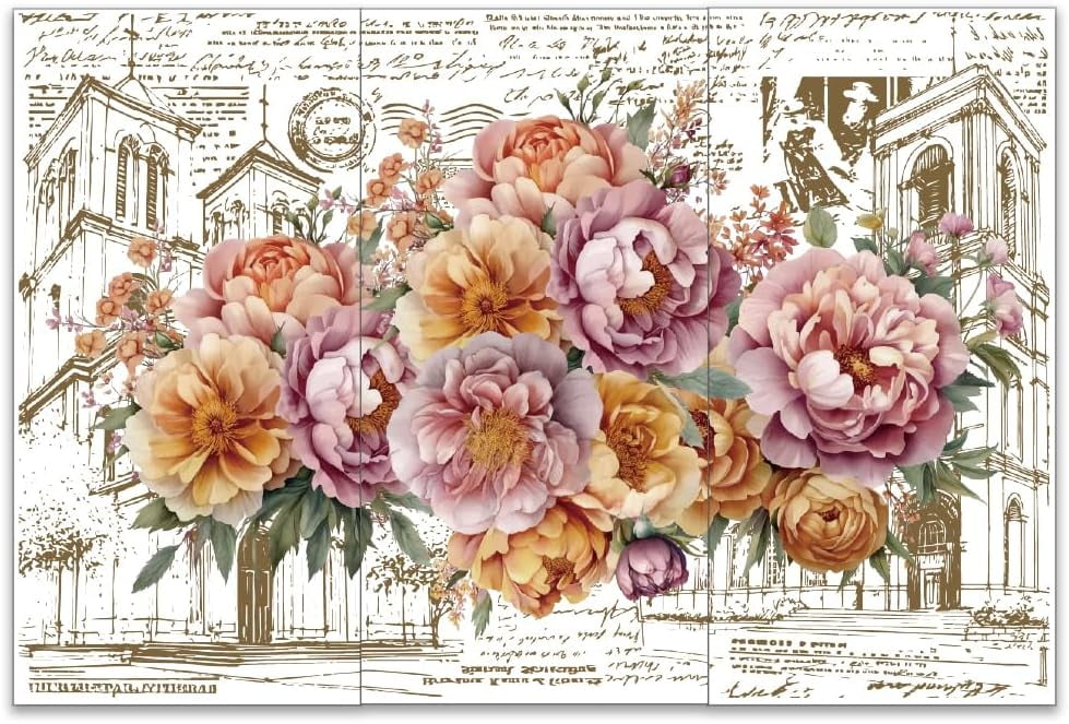 3pcs/Set Vintage Flowers Rub on Transfers - 6x12 Inch Architecture ...