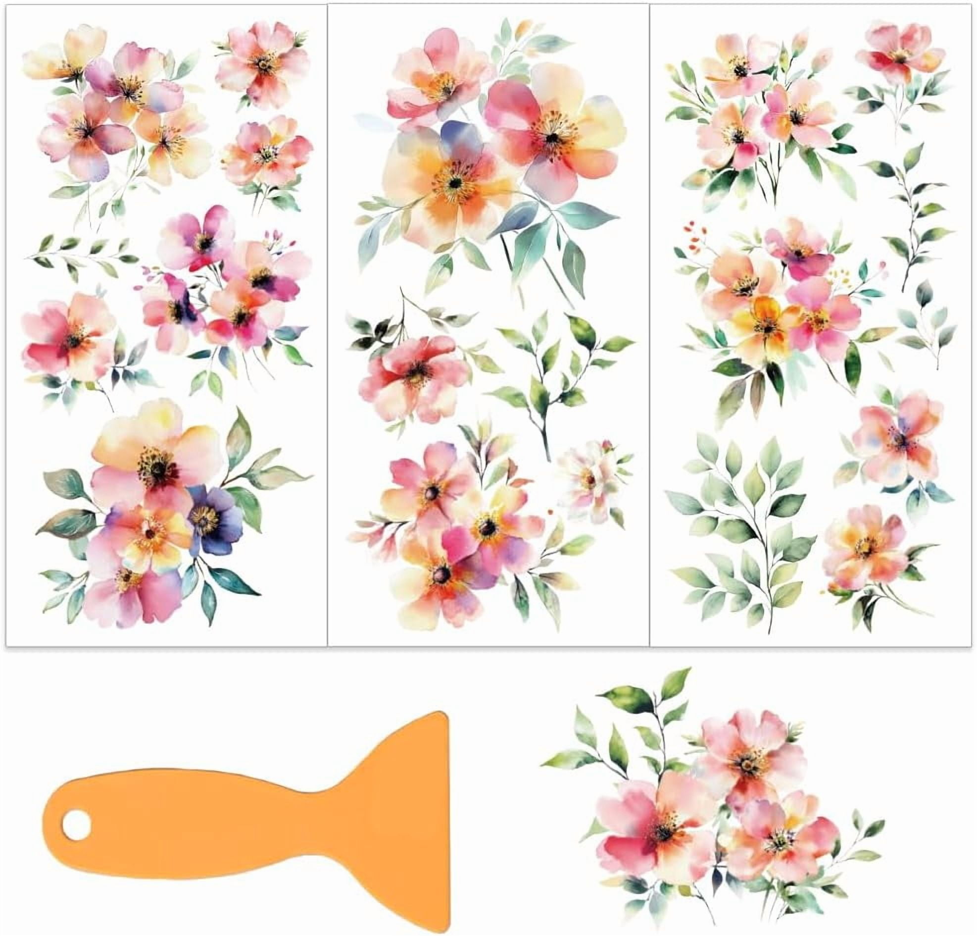 3pcs/Set Watercolor Flower Rub on Transfers for Furniture and Crafts ...
