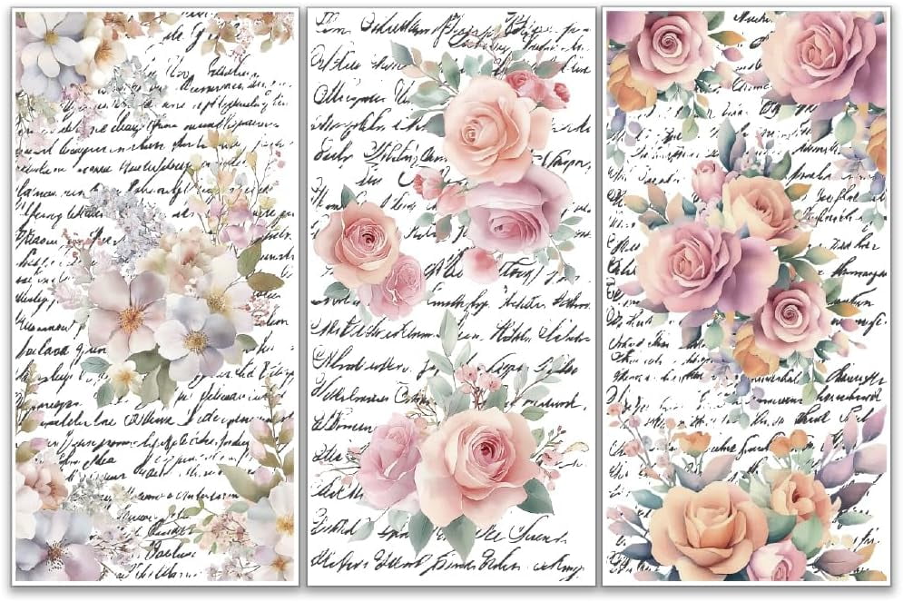 3pcs/Set Watercolor Flower Rub on Transfers for Furniture and Crafts ...
