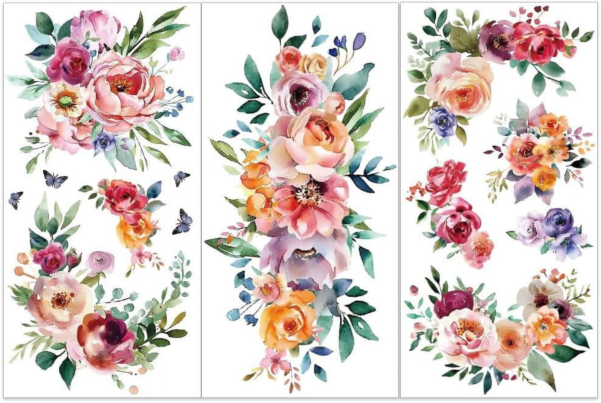 3pcs/Set Watercolor Flower Rub on Transfers for Furniture and Crafts ...