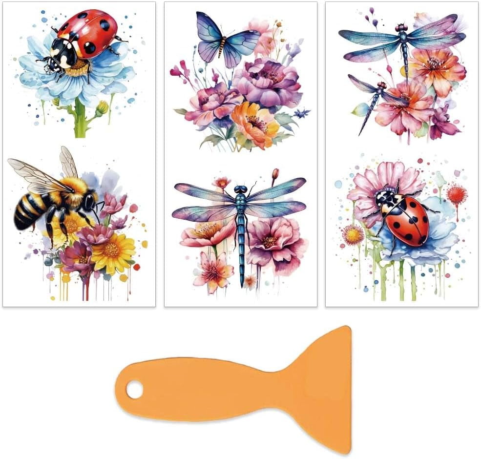 3pcs/Set Watercolor Insects Rub on Transfers for Furniture and Crafts ...