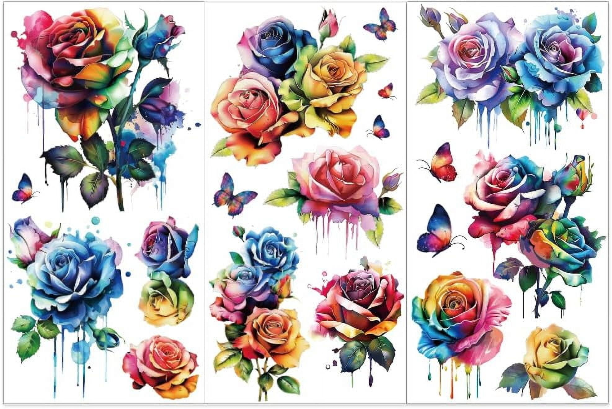 3pcs/Set Watercolor Roses Rub on Transfers for Crafts and Furniture ...