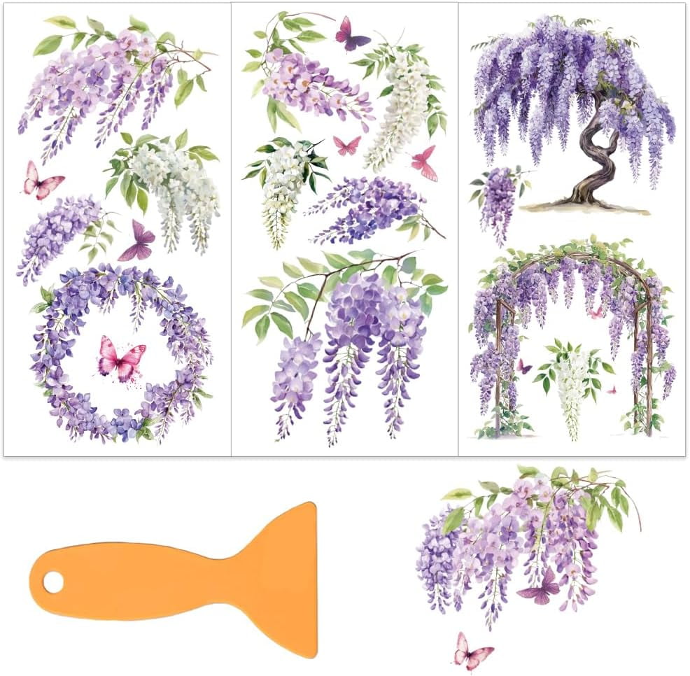 3pcs/Set Wisteria Rub on Transfers for Furniture and Crafts 6x12 Inch ...