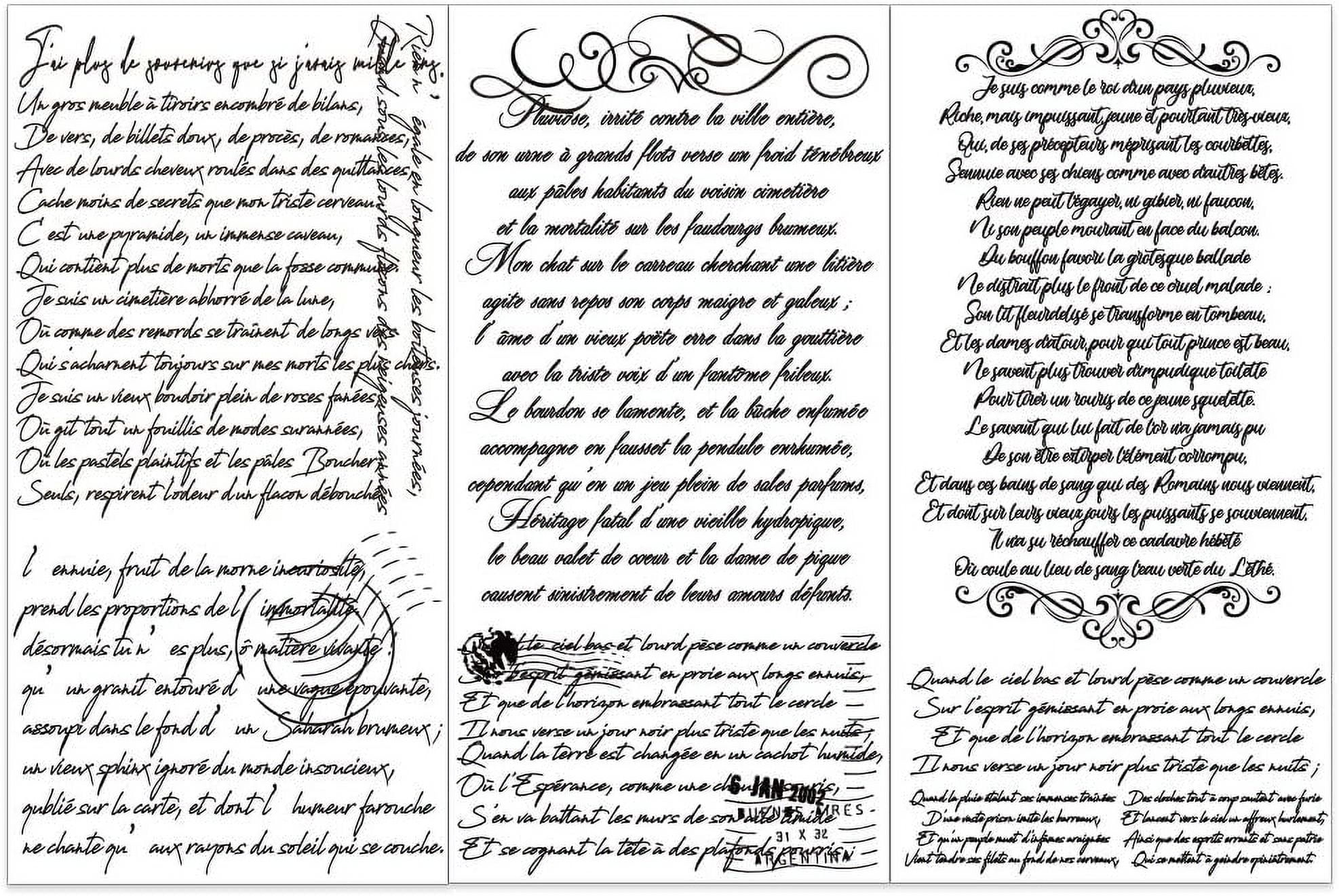 3pcs/Set Word Rub on Transfers 6x12 inch Handwritten Text Decals French ...