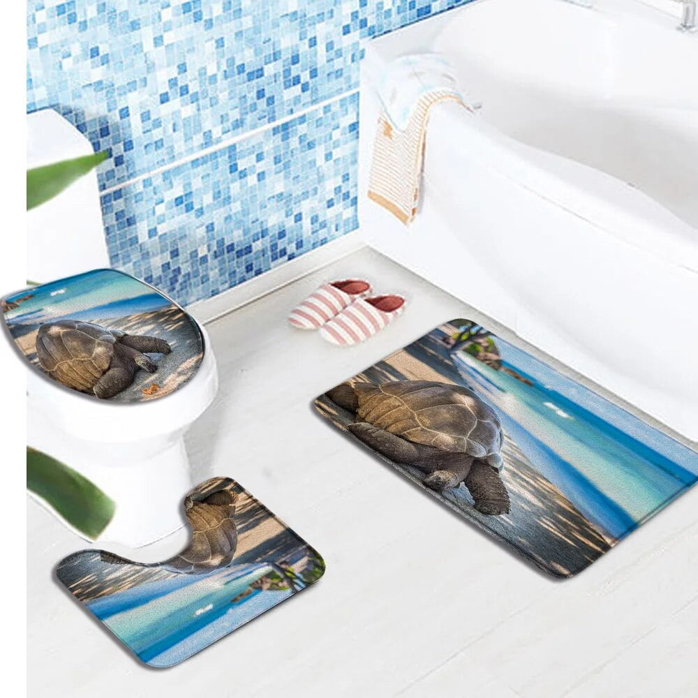 3pcs Sets Summer Hawaii Landscape Print Bath Mat Home Decor Beach ...