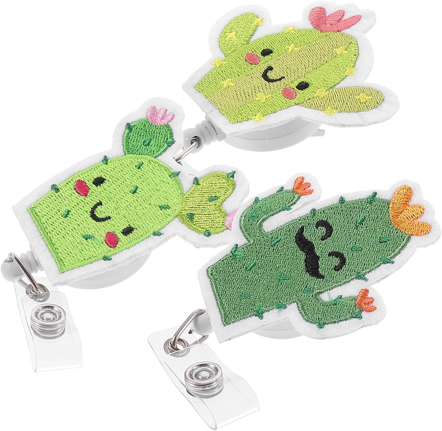 3pcs Shaped Retractable Badge Cute Clip Buckle Easy Cactus Id Badges ...