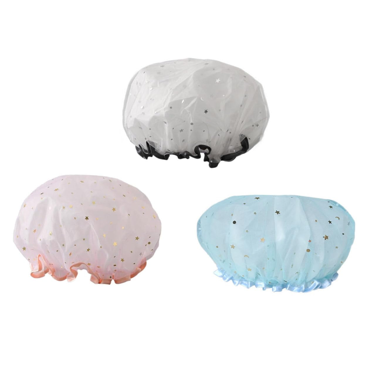 3pcs Shower Cap Waterproof Bathing Caps Home Bathing Caps Fresh Bath ...