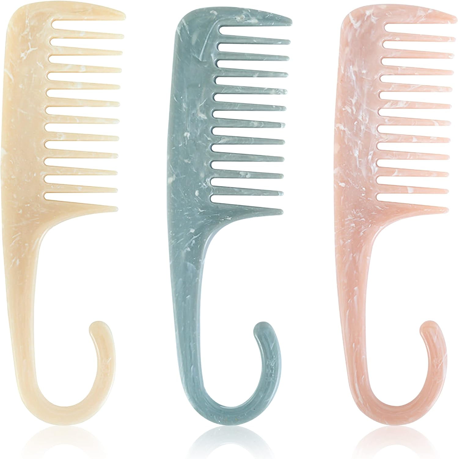 3pcs Shower Comb with Hanging Shower Comb with Hook, Detangling Comb ...