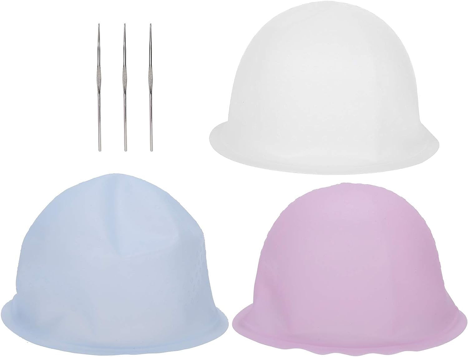 3pcs Silicone Highlighting Cap Reusable Hair Highlighting Kit for Salon ...
