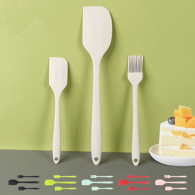 3pcs Silicone Rubber Spatula Set, Cooking Brush for Oil, Rubber Spoon ...