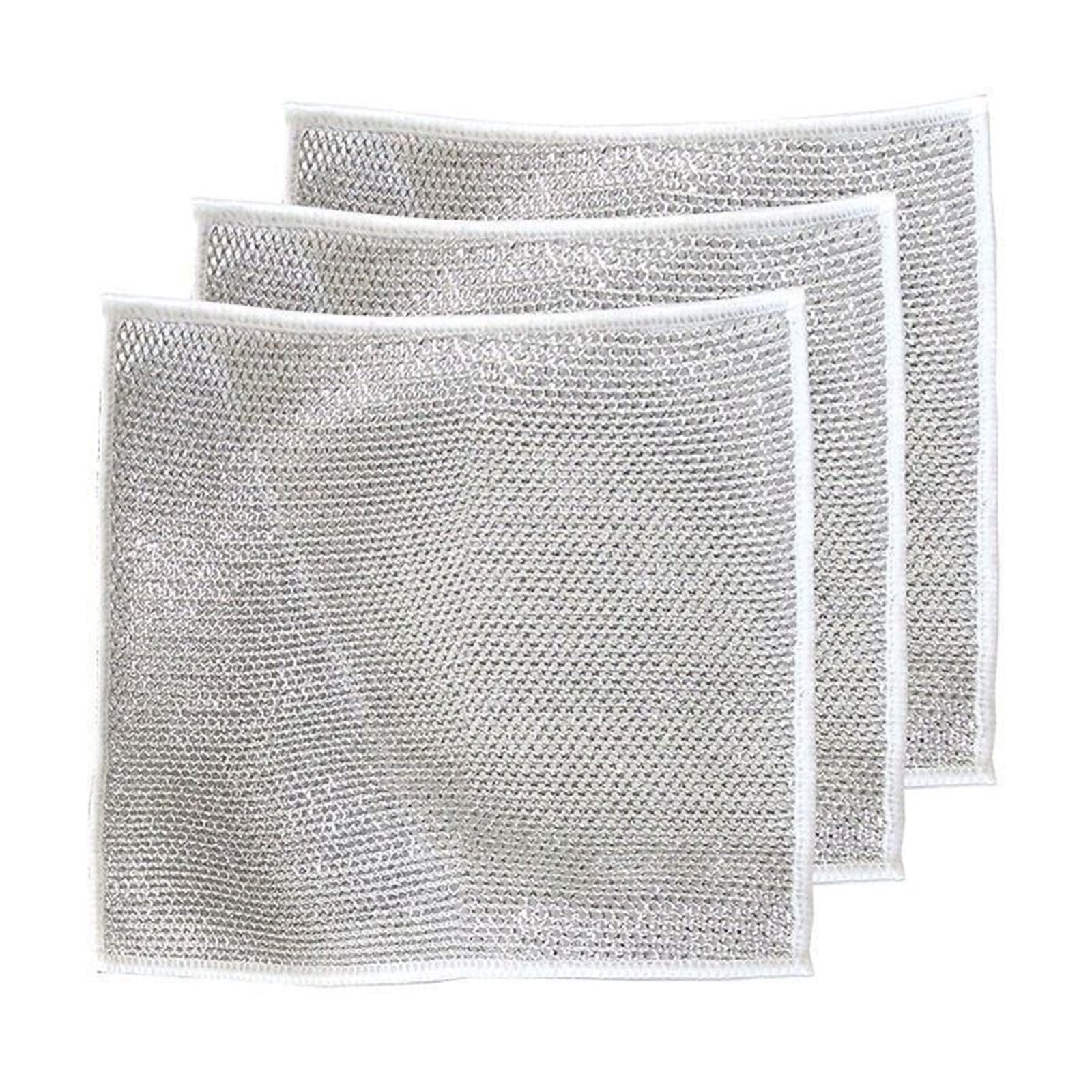 3pcs Silvr Wire Rag Cleaning Cloth Non-stick Oil Rag Kitchen Stove ...