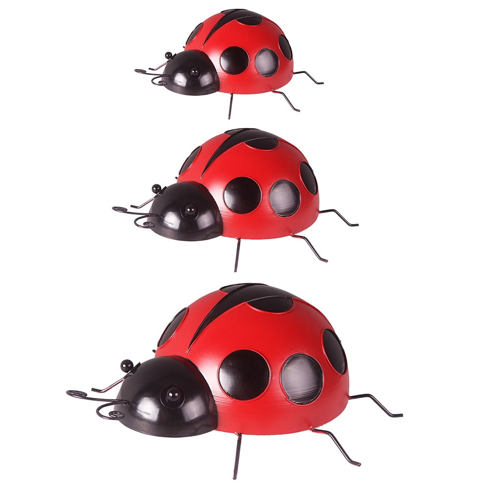 Red Ladybug Garden Statue Lightweight Iron Outdoor Yard Decor Metal Art ...