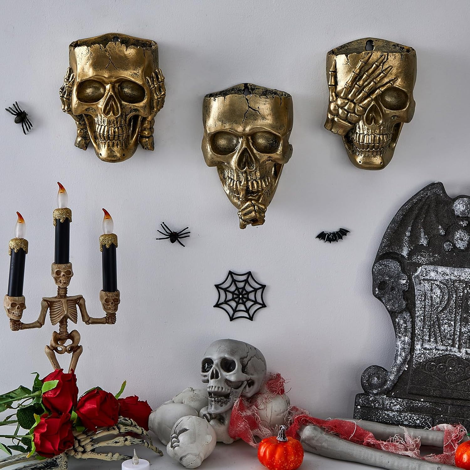 3pcs Skull Planter Skull Planter Pot Gothic Wall Pot Gothic Garden ...