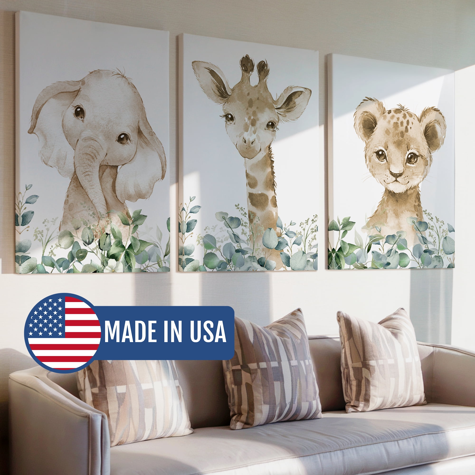 3pcs Small Animals Decorative Painting, Canvas 24x36inch Unframe ...
