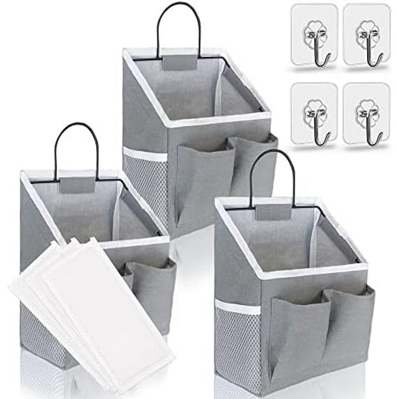 3pcs Small Wall Hanging Organizer Bag, Linen Fabric Door Hanging ...
