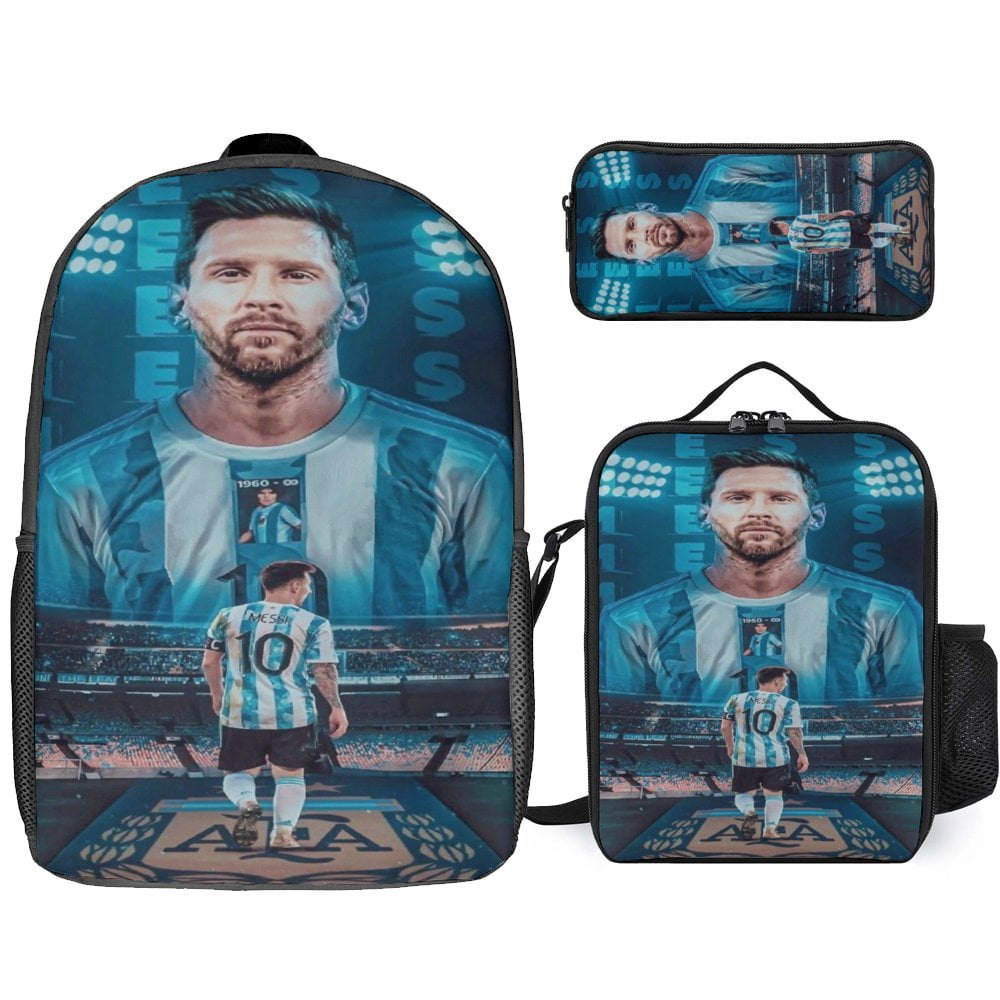 3pcs Soccer Player #10 Printed Football Backpack Set, Multi-functional ...