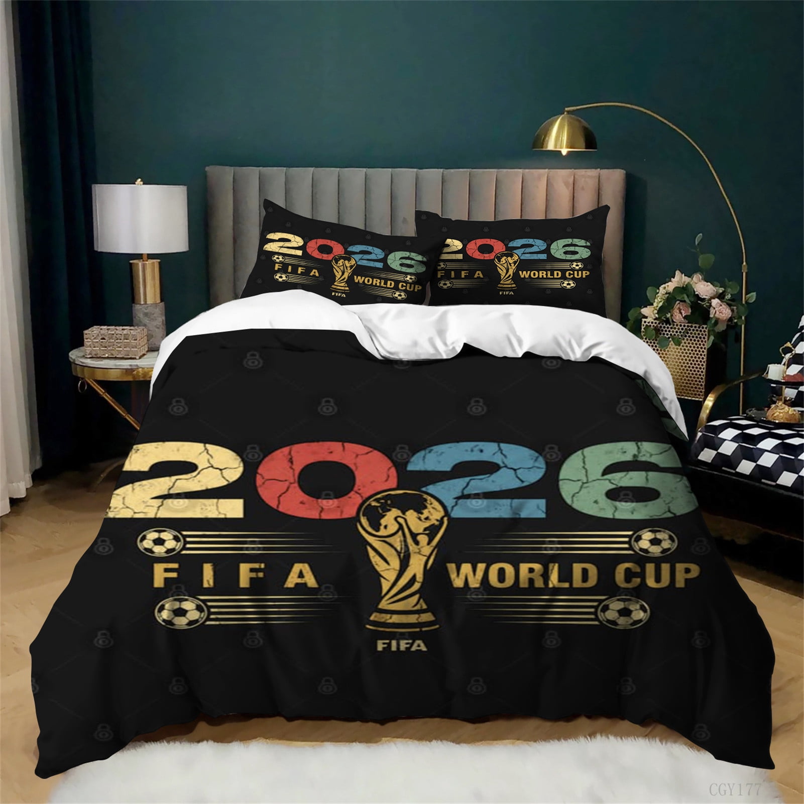 3pcs Soccer Star Bedding Set Soft Breathable Quilt Cover Lightweight ...