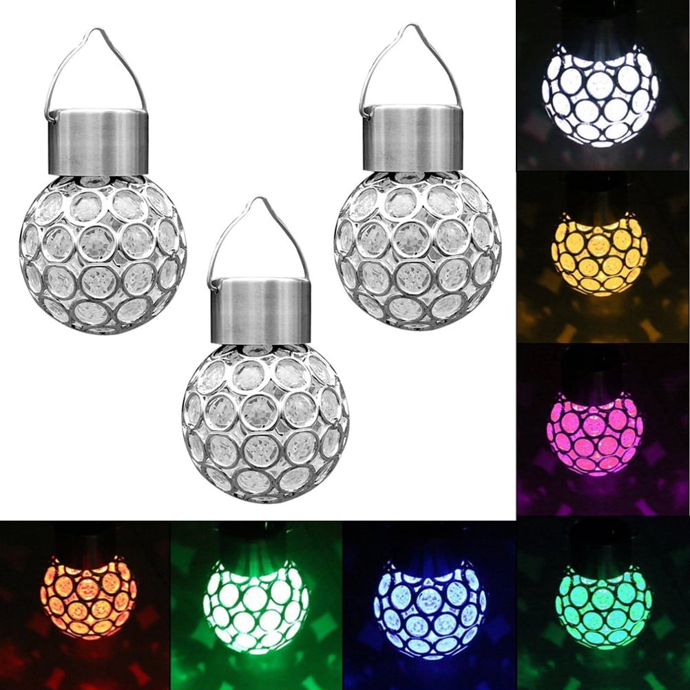 3pcs Solar Hanging Crystal Ball Light Outdoor Hanging Decorative ...
