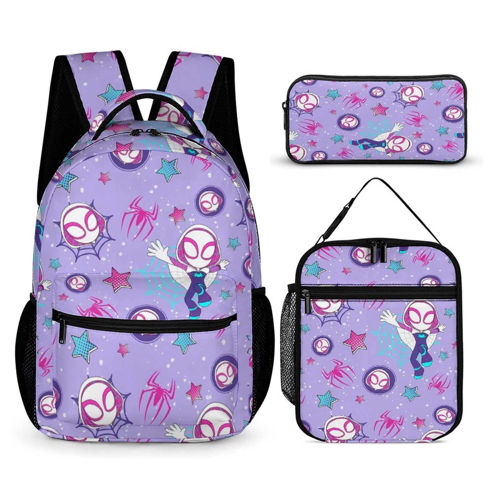 3pcs Spider Gwen Backpack Set, Multi-functional Laptop Bag 17in Water ...