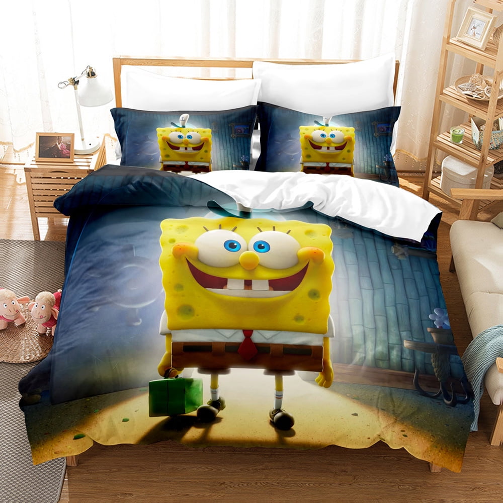 3pcs Spongebob SquarePants quilt covers, cartoon printed bedding set ...