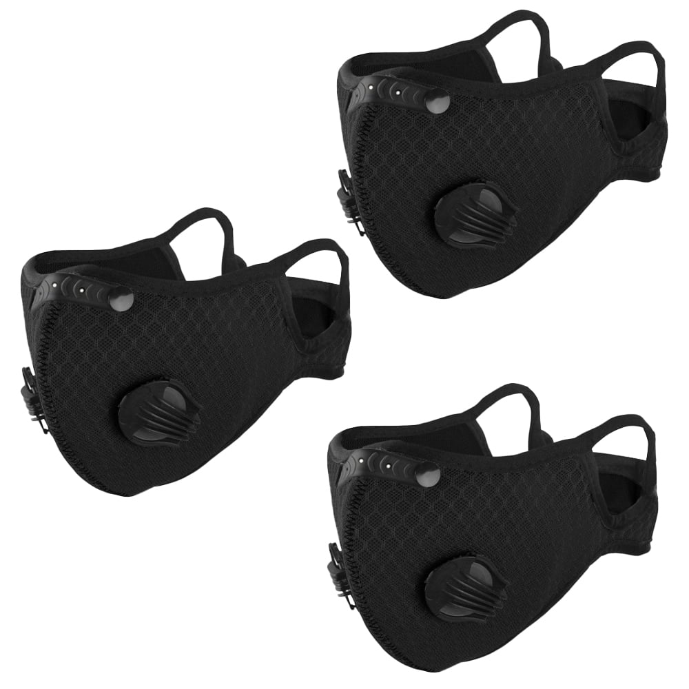3pcs Sport Mask with Exhalation Valves, Carbon Reusable Personal ...