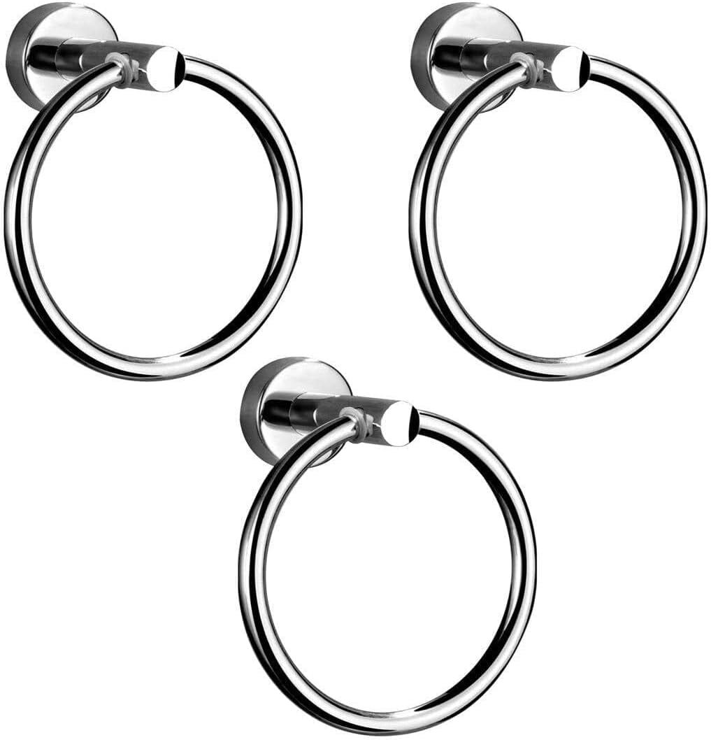 3pcs Stainless Steel Bathroom Towel Rings Rack Holder Wall Mount ...