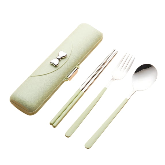 3pcs Stainless Steel Cutlery Set with Case Reusable Travel Cutlery Box ...