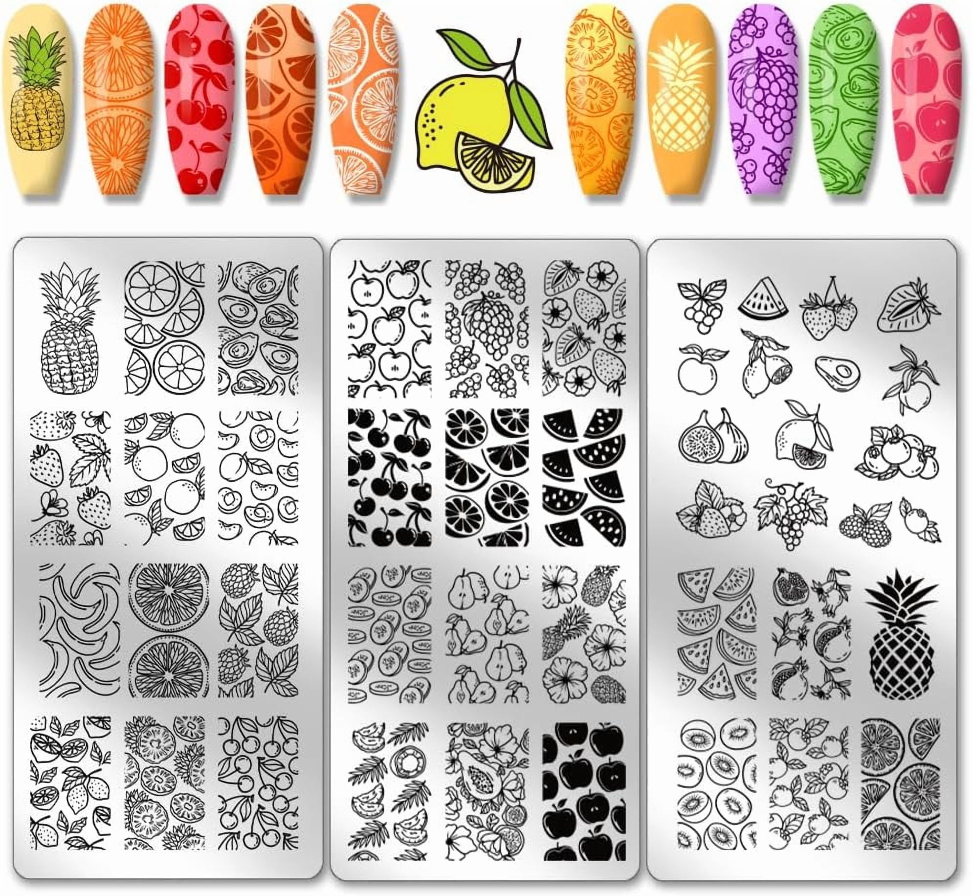 3pcs Stainless Steel DIY Nail Art Templates Template Tool Rectangle ...