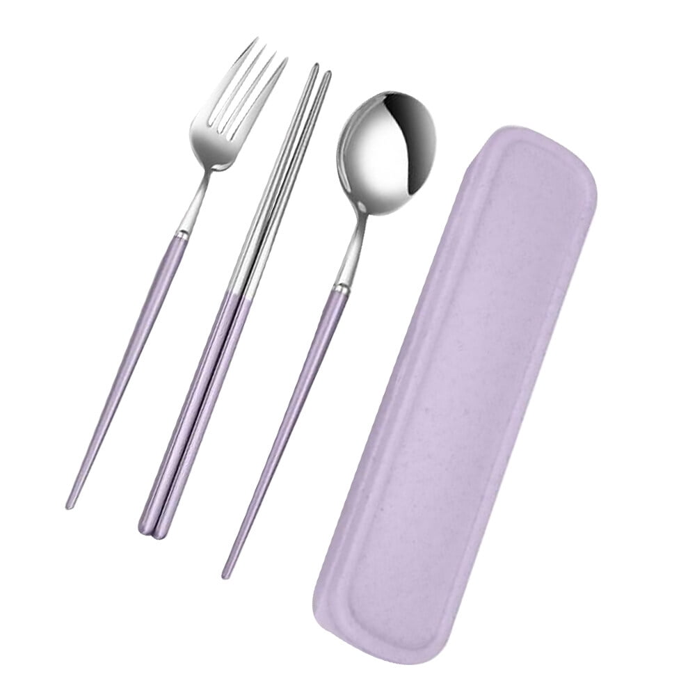 3pcs Stainless Steel Flatware Set Portable Utensils Spoon Chopsticks ...