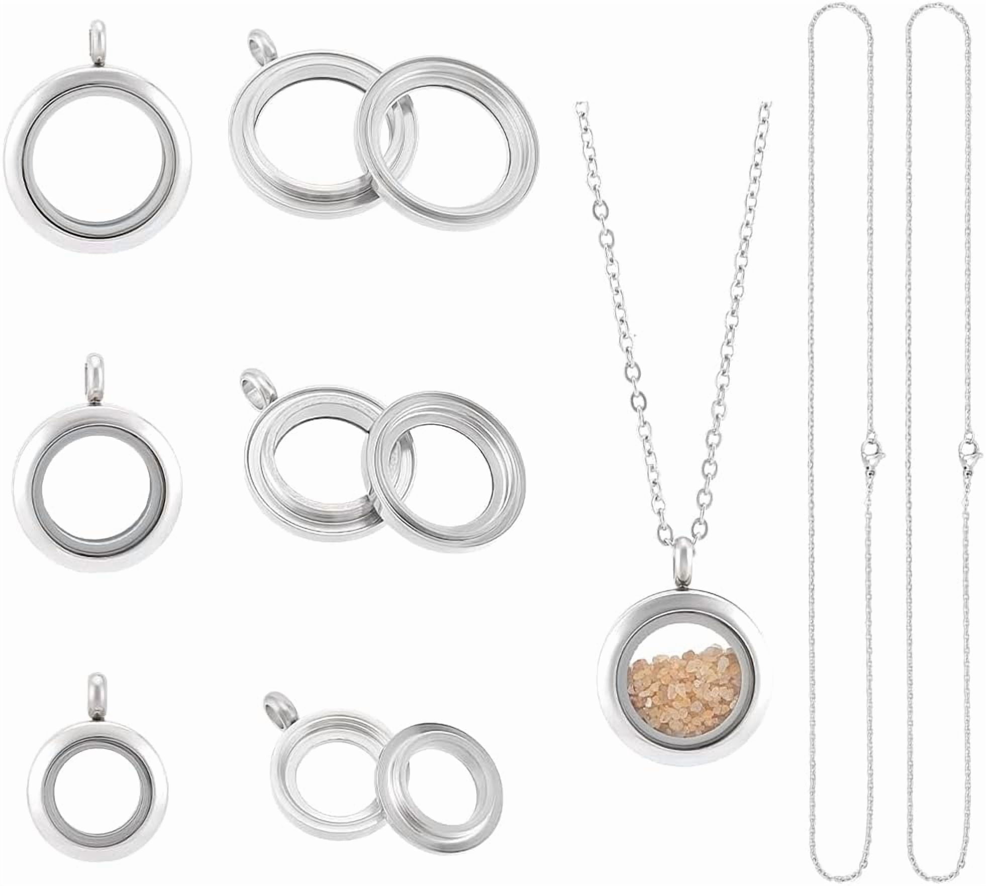 3pcs Stainless Steel Floating Locket Pendants Crystal Double Sided ...