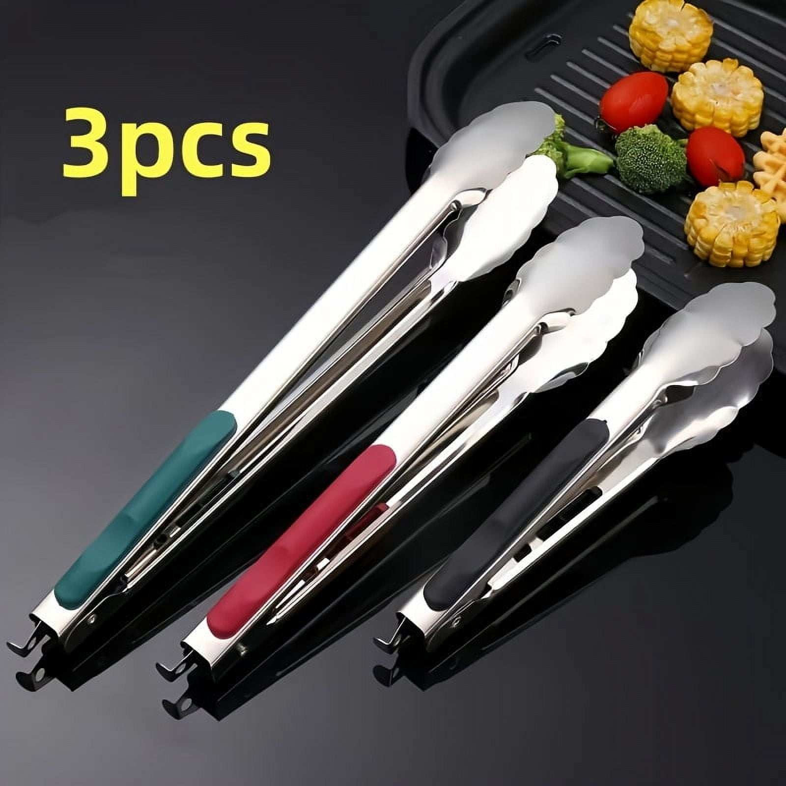 3pcs Stainless Steel Food Clip Stainless Steel Food Tongs, Non-slip ...