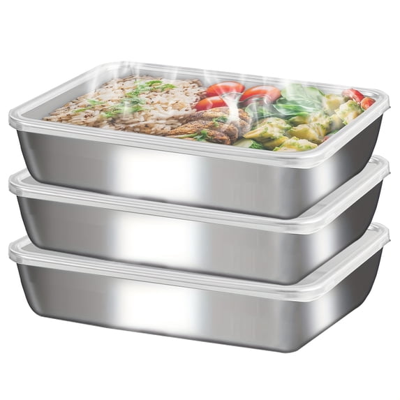 3pcs Stainless Steel Food Containers & Lunch Box, Leakproof Stackable ...
