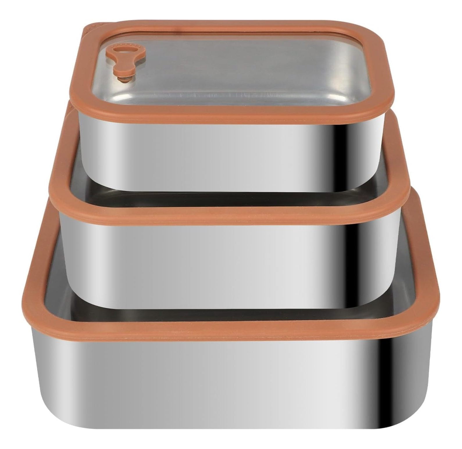 3pcs Stainless Steel Food Storage Container Set With Lids - Easy Clean ...